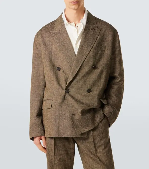 Our Legacy Halt Double-breasted Linen, Silk And Cotton Blazer