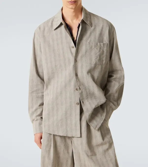Our Legacy Above Striped Cotton And Linen-blend Shirt