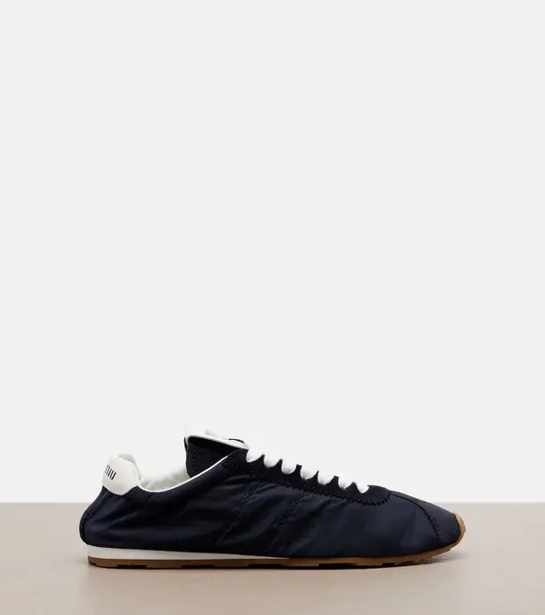 Miu Miu Plume Suede-trimmed Sneakers - Blue