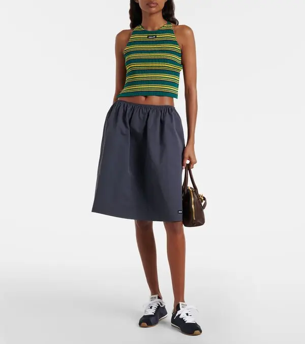 Miu Miu Plume Suede-trimmed Sneakers - Blue