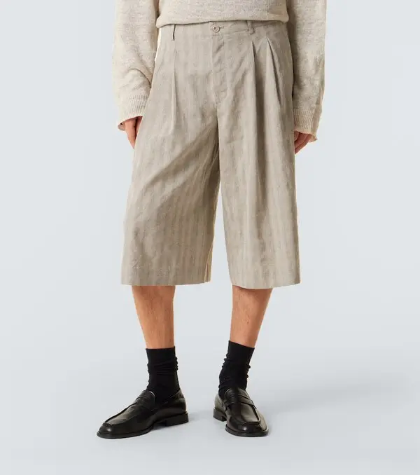 Our Legacy Striped Cotton And Linen-blend Capri Pants