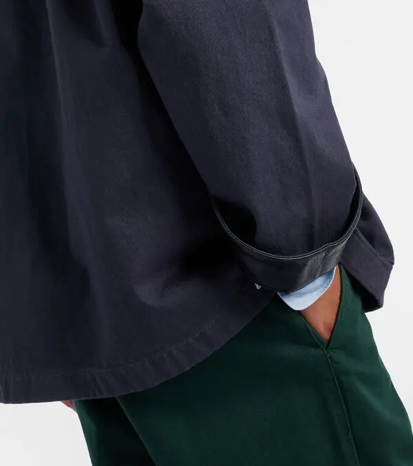 Miu Miu Leather-trimmed Cotton Gabardine Jacket - Blue