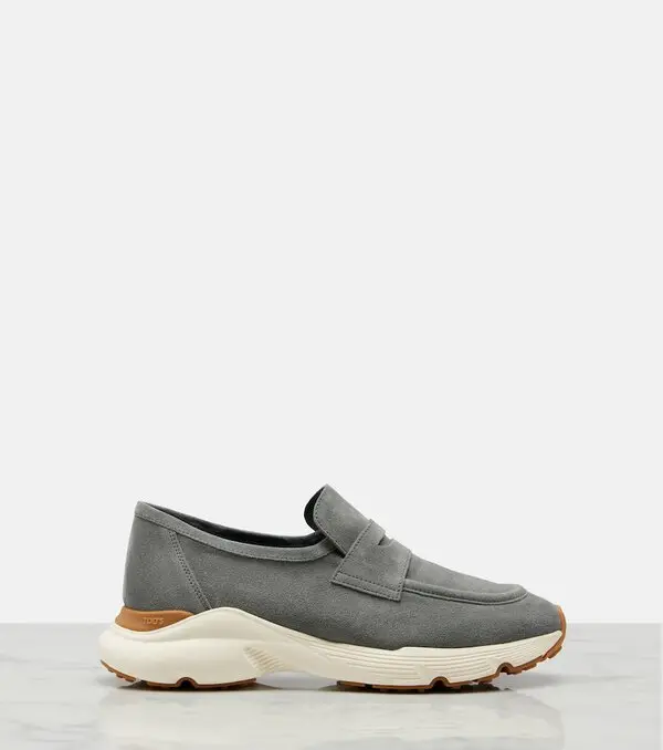 TOD'S Suede Penny Loafers - Grey