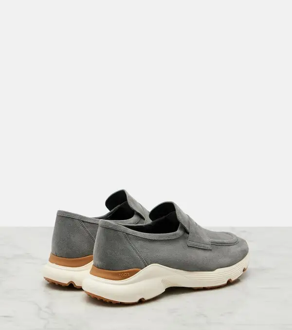 TOD'S Suede Penny Loafers - Grey