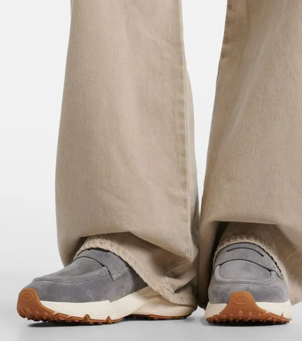 TOD'S Suede Penny Loafers - Grey