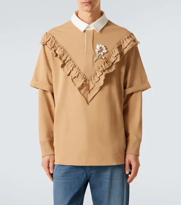 Simone Rocha Ruffled Cotton Polo Shirt