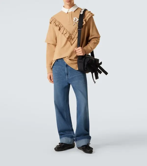Simone Rocha Ruffled Cotton Polo Shirt