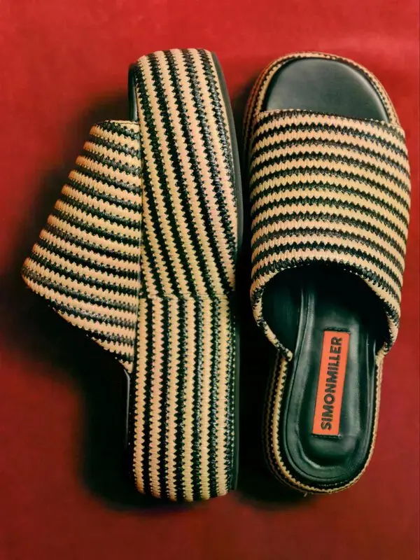 SIMONMILLER Round-toe Striped Platform Sandals