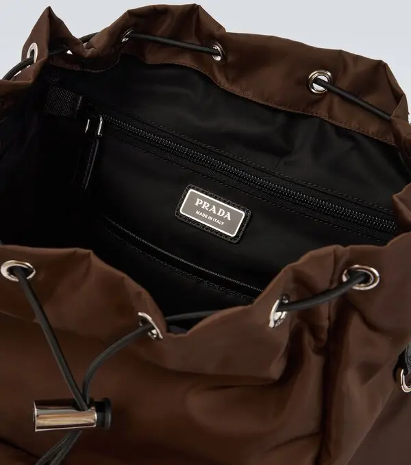 Prada Re-nylon Leather-trimmed Backpack - Brown