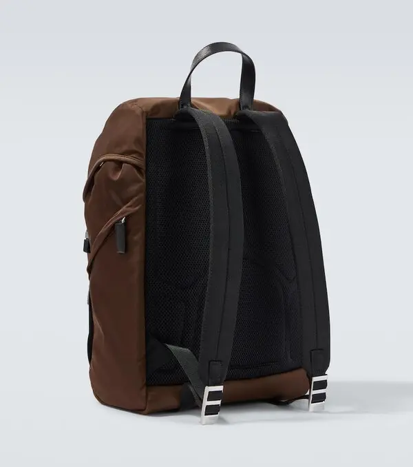Prada Re-nylon Leather-trimmed Backpack - Brown