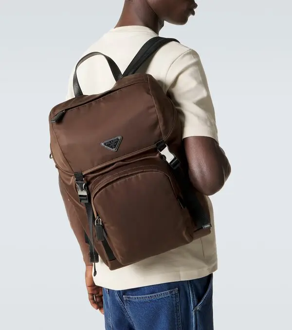 Prada Re-nylon Leather-trimmed Backpack - Brown