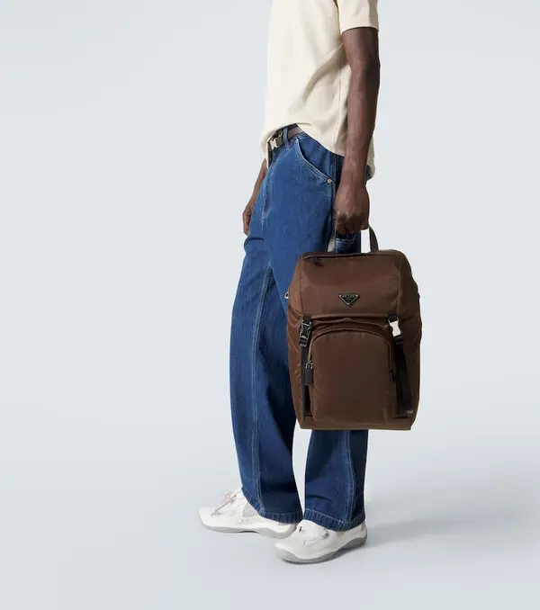 Prada Re-nylon Leather-trimmed Backpack - Brown