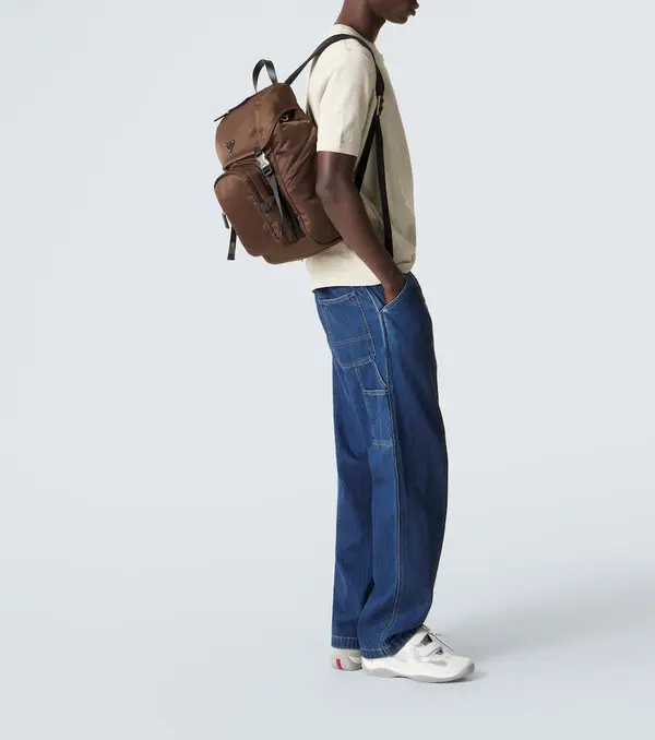 Prada Re-nylon Leather-trimmed Backpack - Brown