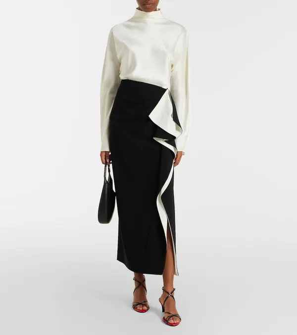 Proenza Schouler Cella Ruffled Crepe Maxi Skirt