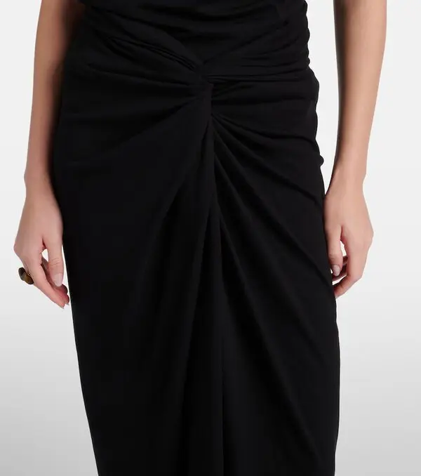 Dries Van Noten Gathered Cotton Midi Skirt