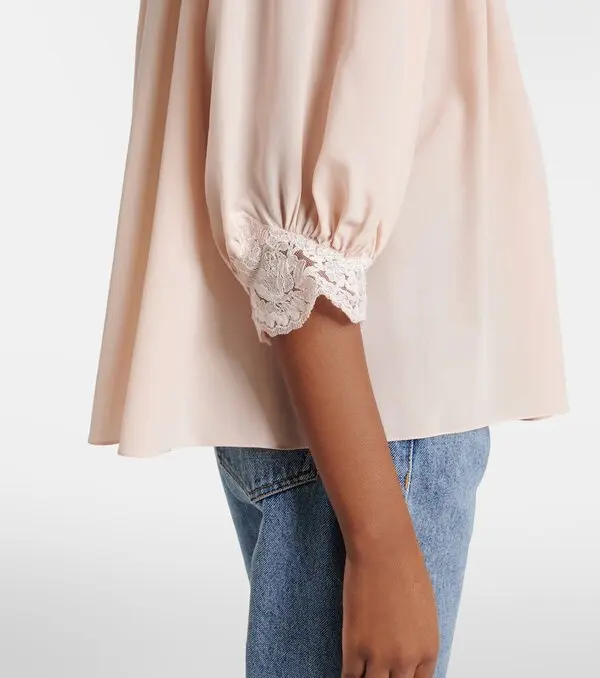 Chloé Lace-trimmed Silk Blouse