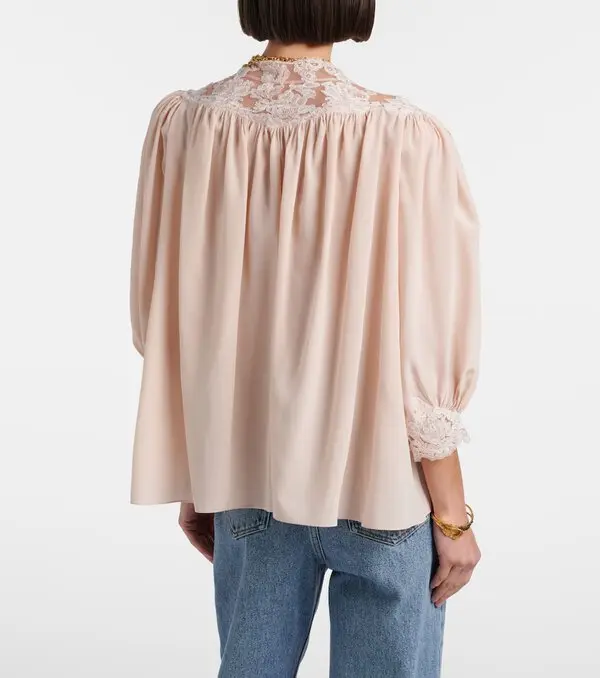 Chloé Lace-trimmed Silk Blouse
