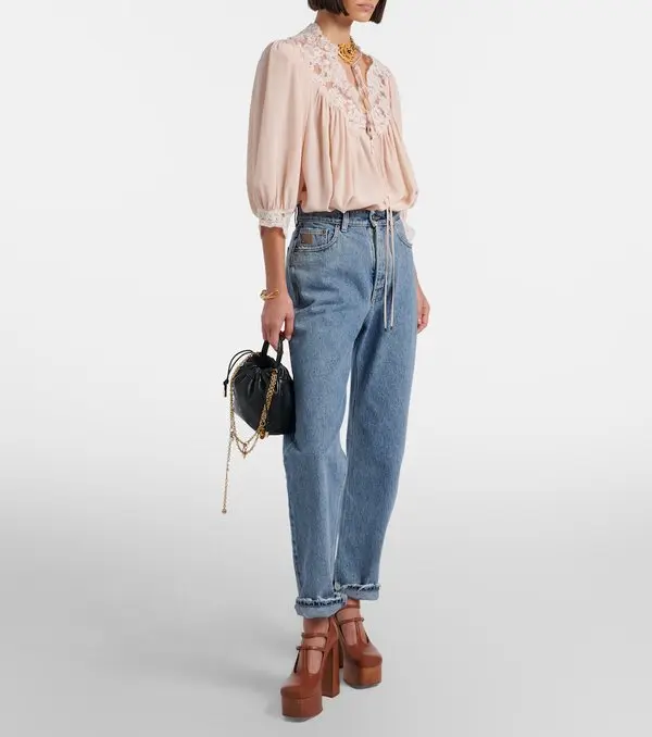 Chloé Lace-trimmed Silk Blouse