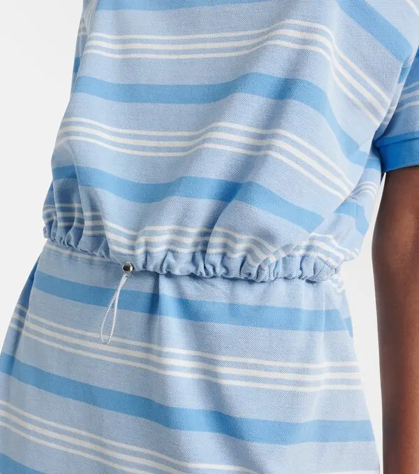 Prada Striped Cotton Pique Polo Shirt - Blue