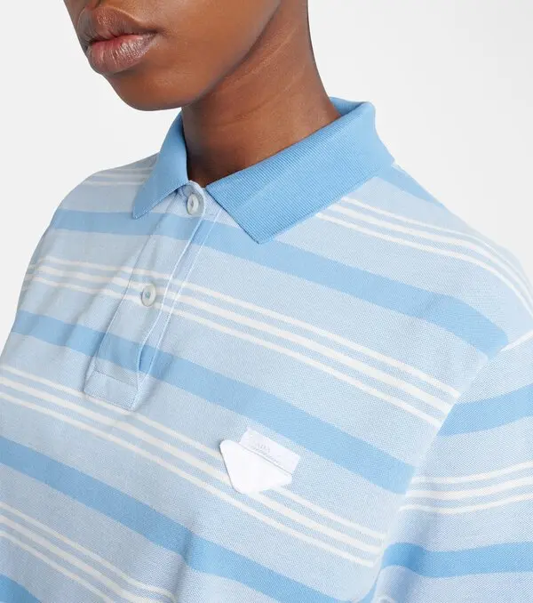 Prada Striped Cotton Pique Polo Shirt - Blue