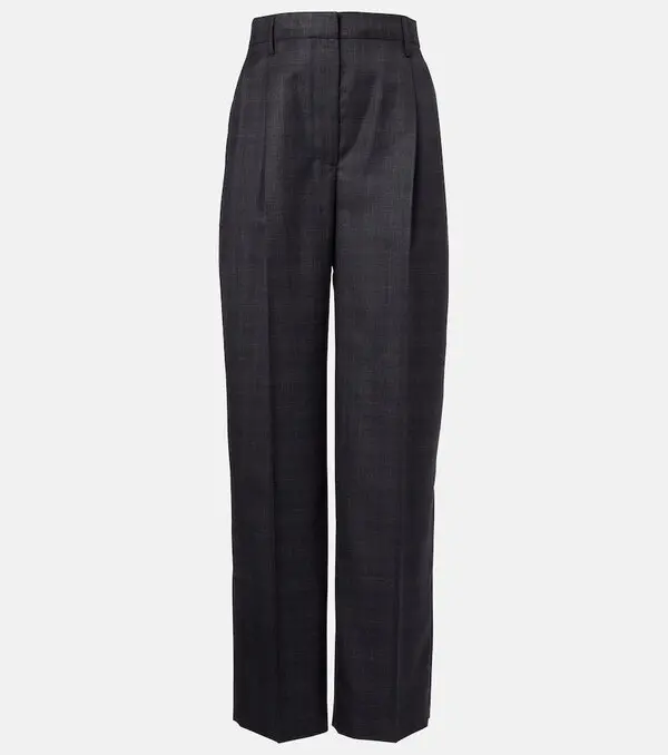 Prada Checked Wool Wide-leg Trousers