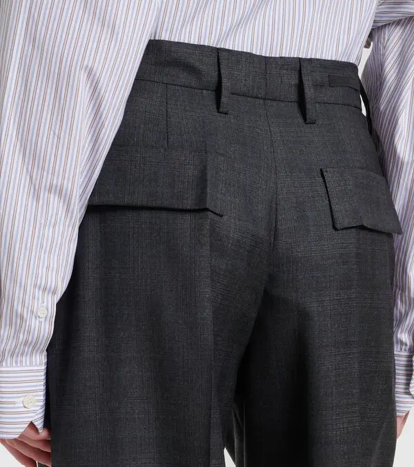 Prada Checked Wool Wide-leg Trousers