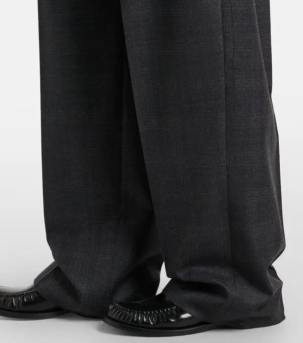 Prada Checked Wool Wide-leg Trousers