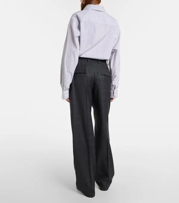 Prada Checked Wool Wide-leg Trousers