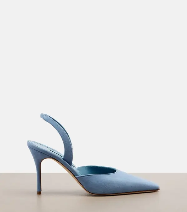 Manolo Blahnik Borelapla Suede Slingback Pumps