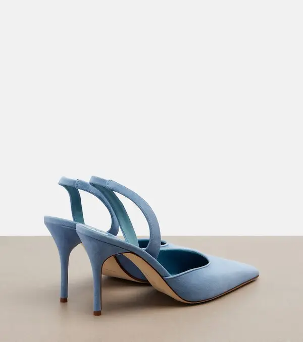 Manolo Blahnik Borelapla Suede Slingback Pumps