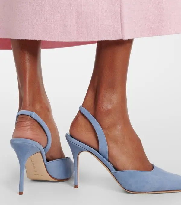 Manolo Blahnik Borelapla Suede Slingback Pumps