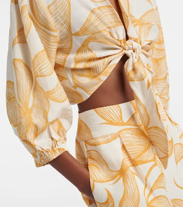 ADRIANA DEGREAS Printed Crop Top - White