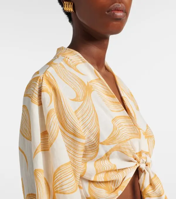 ADRIANA DEGREAS Printed Crop Top - White