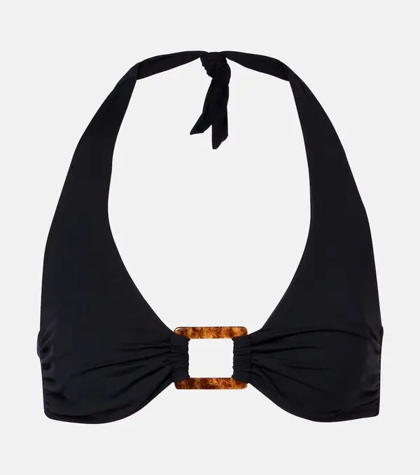 Melissa Odabash Paris Embellished Halterneck Bikini Top - Black
