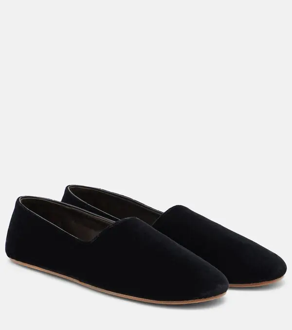 THE ROW Ponti Velvet Slip-on Shoes - Black