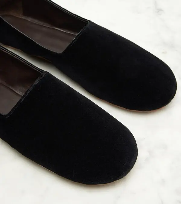 THE ROW Ponti Velvet Slip-on Shoes - Black
