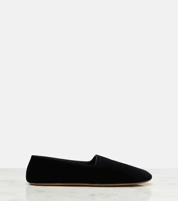 THE ROW Ponti Velvet Slip-on Shoes - Black