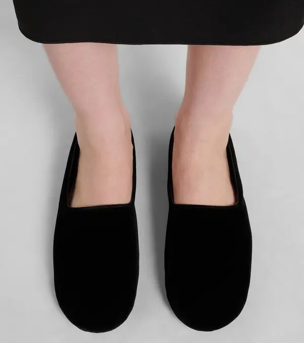 THE ROW Ponti Velvet Slip-on Shoes - Black