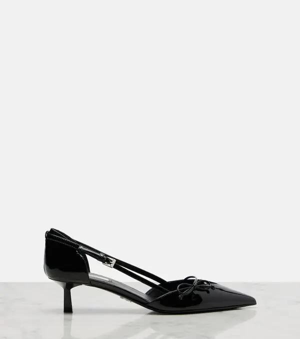 Prada Bow-detail Patent Leather Pumps - Black