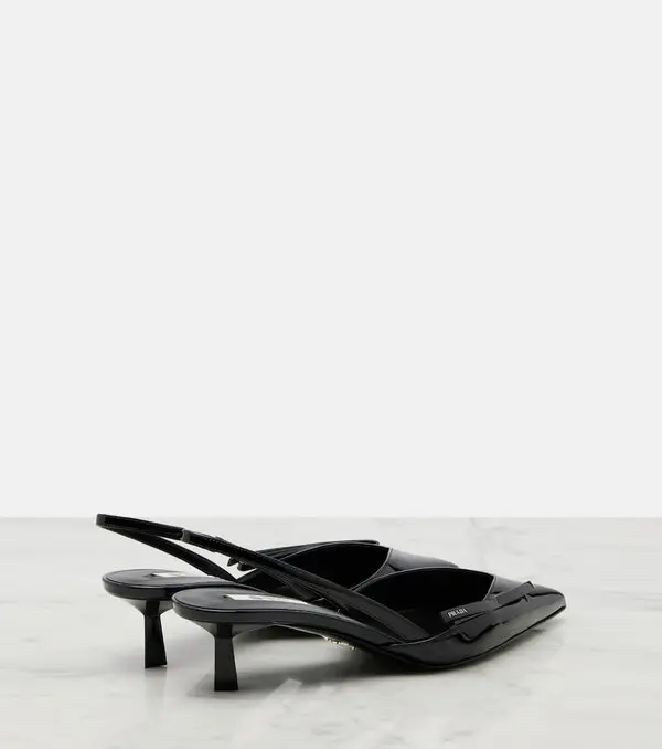 Prada Patent Leather Slingback Pumps - Black