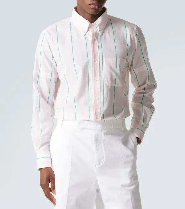 Thom Browne Striped Cotton Shirt - Pink
