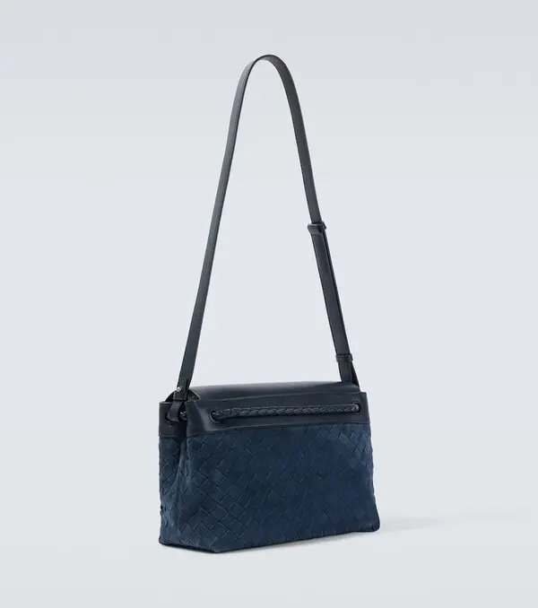 Bottega Veneta Andiamo Intrecciato Small Suede Messenger Bag