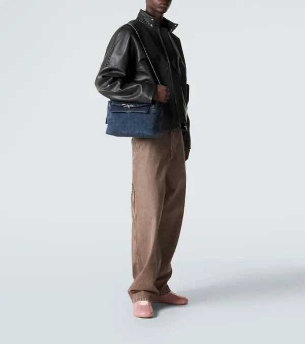 Bottega Veneta Andiamo Intrecciato Small Suede Messenger Bag