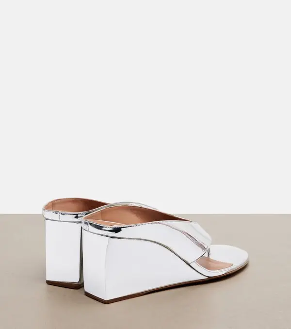 Alaïa Cube Mirrored Wedge Thong Sandals