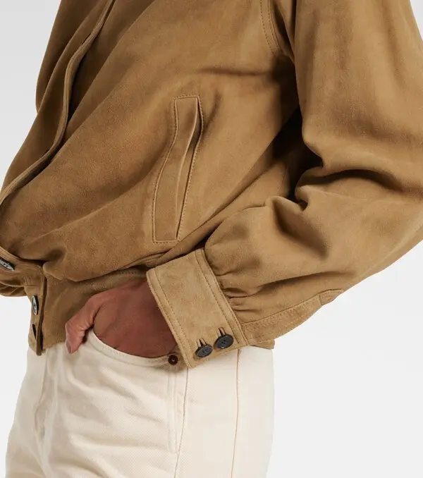 Saint Laurent Gathered Suede Jacket - Beige