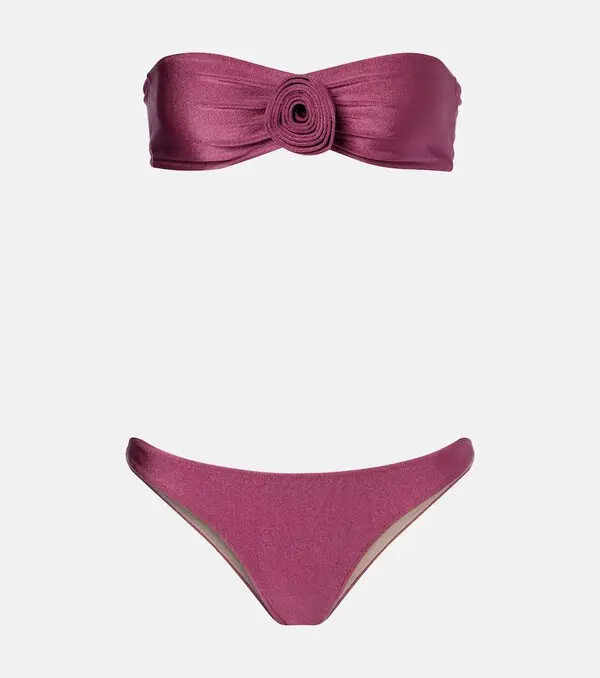 ADRIANA DEGREAS Floral-appliqué Bikini - Purple