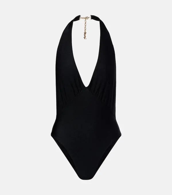 Saint Laurent Cassandre Halterneck Swimsuit - Black