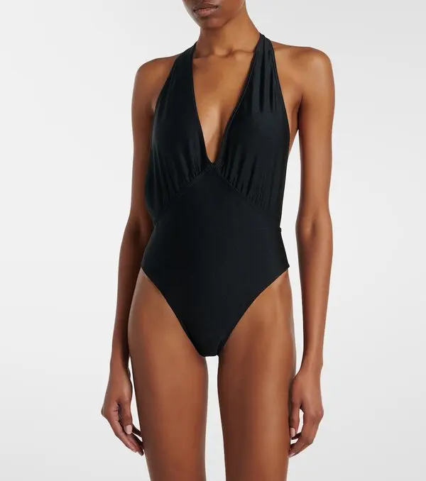 Saint Laurent Cassandre Halterneck Swimsuit - Black