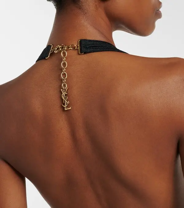 Saint Laurent Cassandre Halterneck Swimsuit - Black