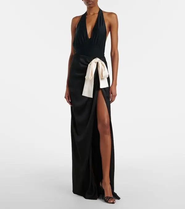 Saint Laurent Cassandre Halterneck Swimsuit - Black